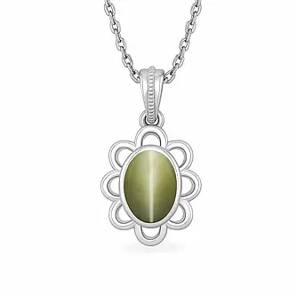 Shop Modern 925 Silver Cat's Eye (Lahsuniya) Pendant Online | MyRatna
