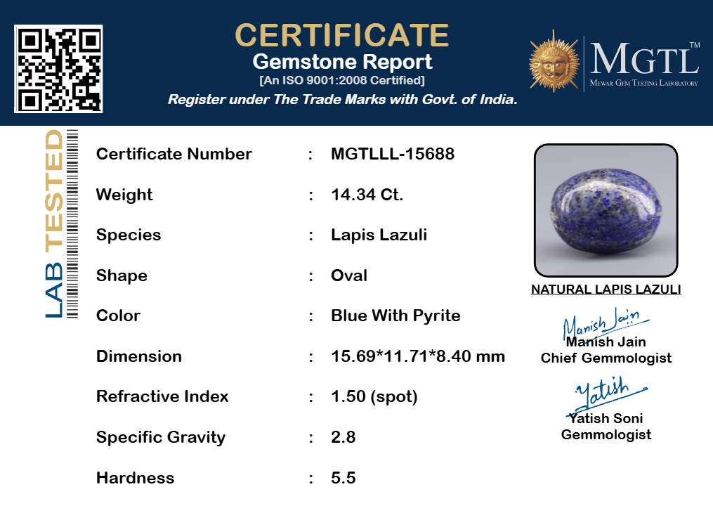 Buy Lajwart (Lapis Lazuli) Stone - 14.34 Carat Online | MyRatna