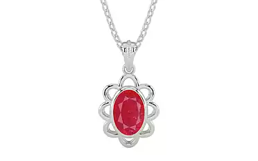 Buy Ruby Silver Pendant Online (P3 Design) Prime Quality| MyRatna